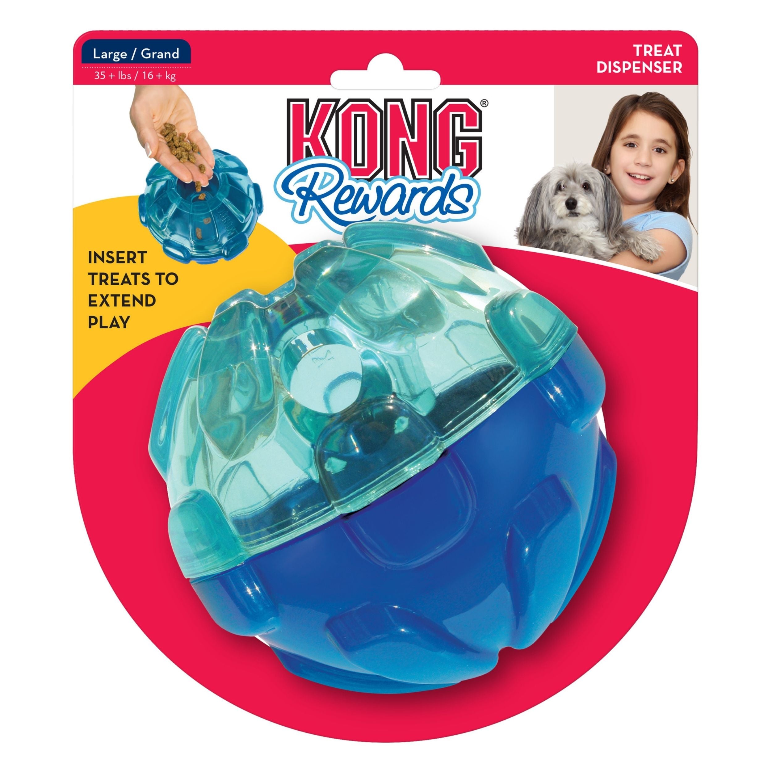 KONG Rewards Ball Treat Dispenser Dog Toy Blue 1ea/LG – Waggle Shop