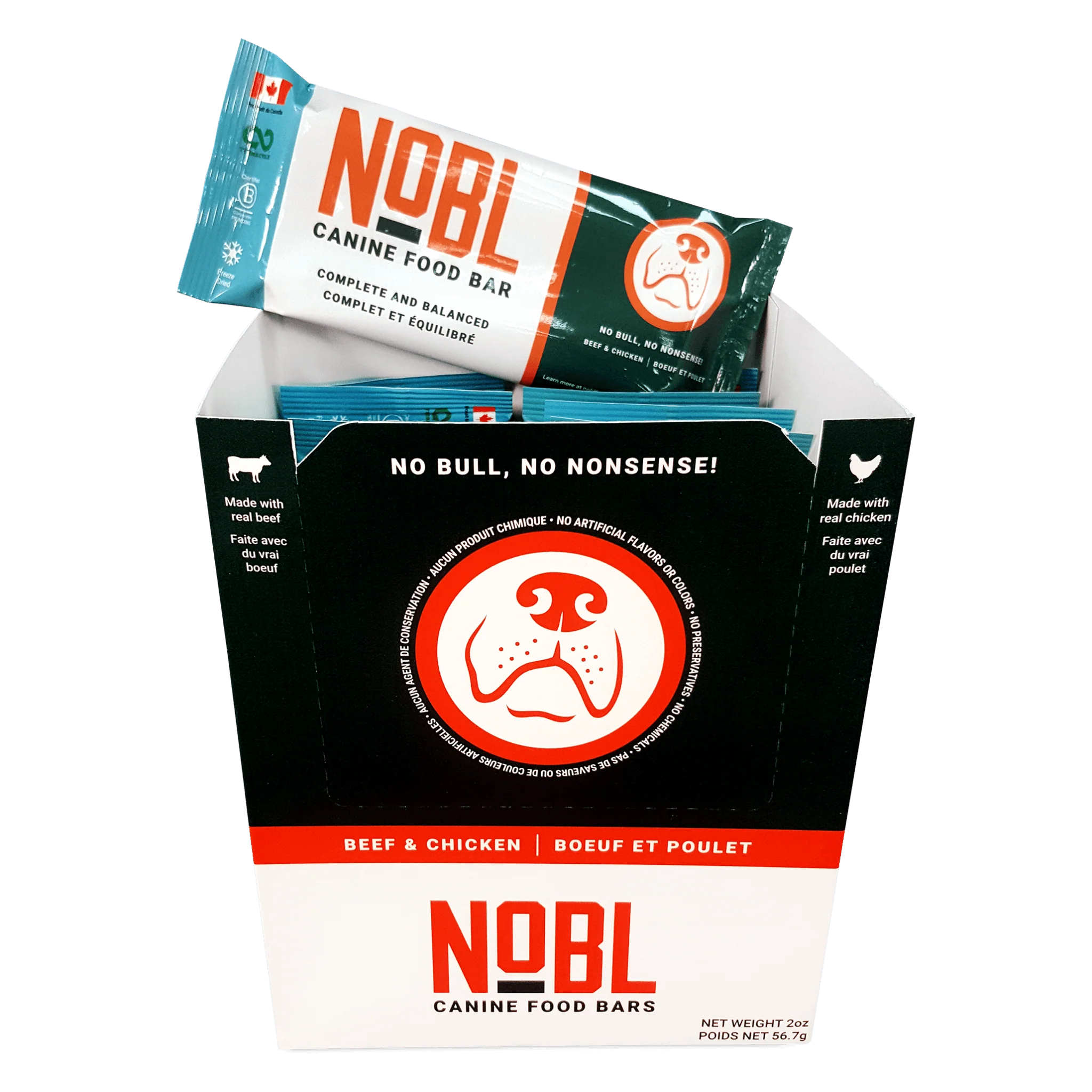 NOBL Canine Food Bars - Beef & Chicken 12 x 2oz – Waggle Shop