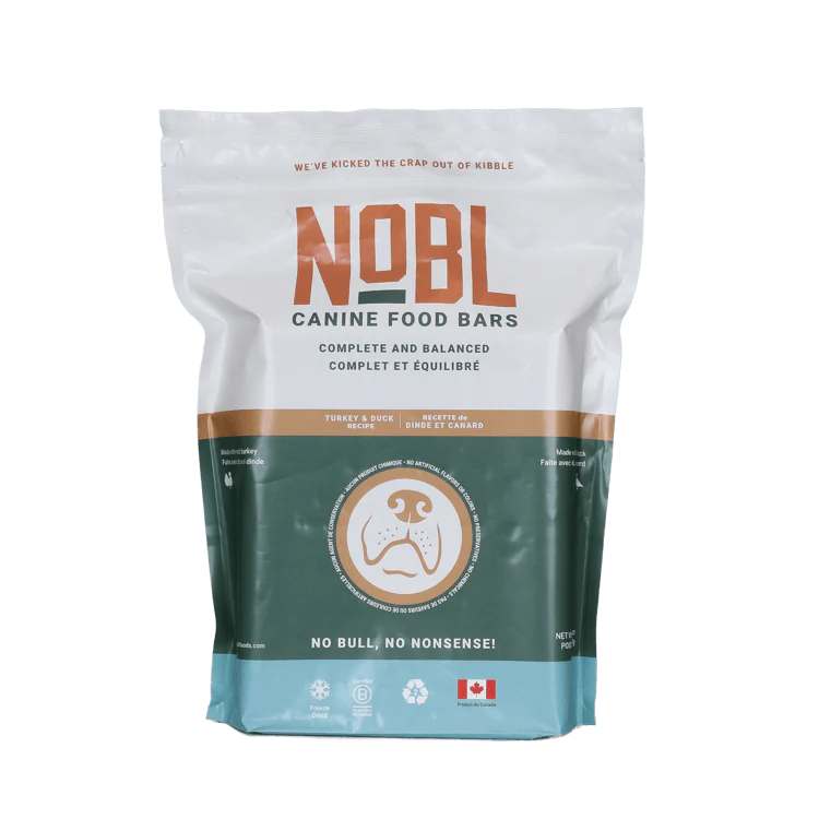 NOBL Canine Food Bars - Turkey & Duck 10 x 2oz Bulk – Waggle Shop